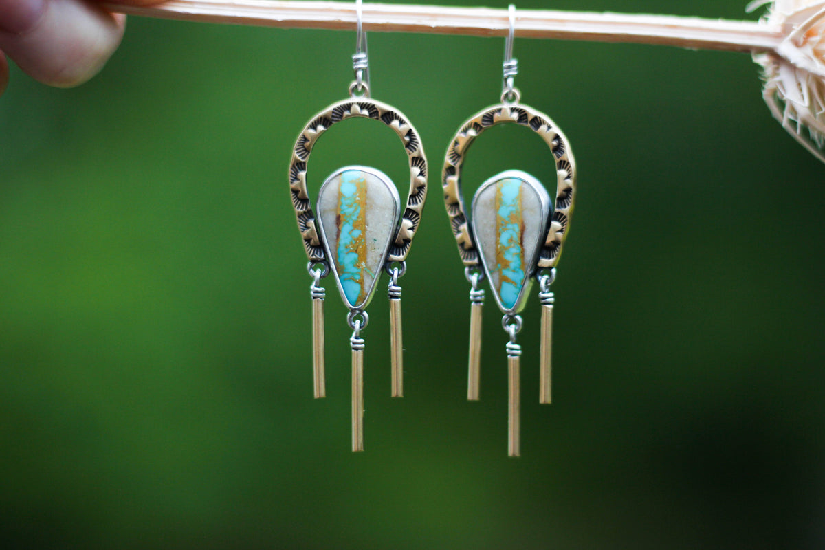 Royston Ribbon Turquoise- Fringe- brass and sterling silver ...