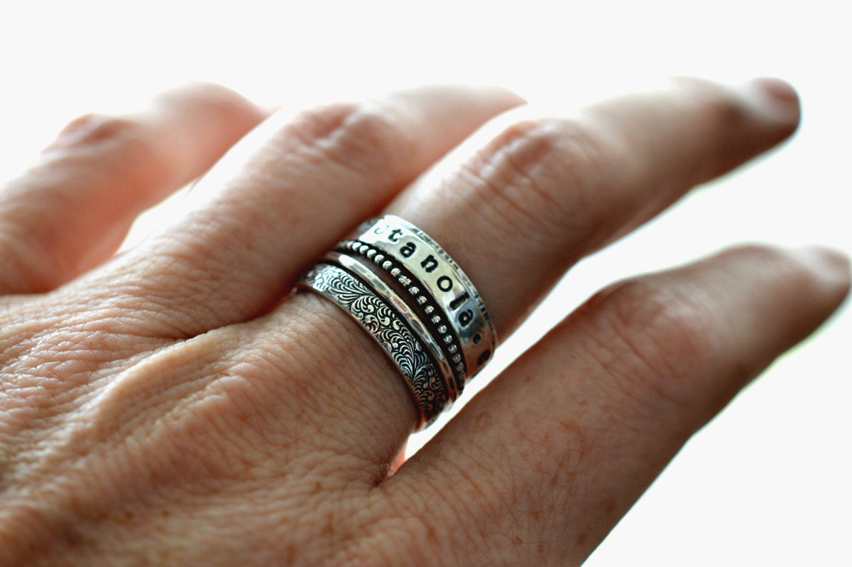 Stackable name rings, name ring, personalized ring, gift for her, gift ...